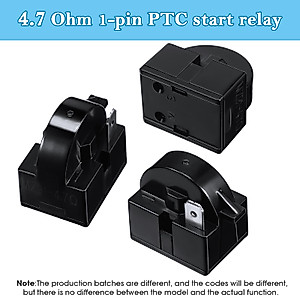 Mudder QP2-4.7 PTC Starter Relay 1 Pin Refrigerator Starter Relay and 6750C-0005P Overload Protector Compatible with LG Refrigerator Compressor, 2 Pieces in Total