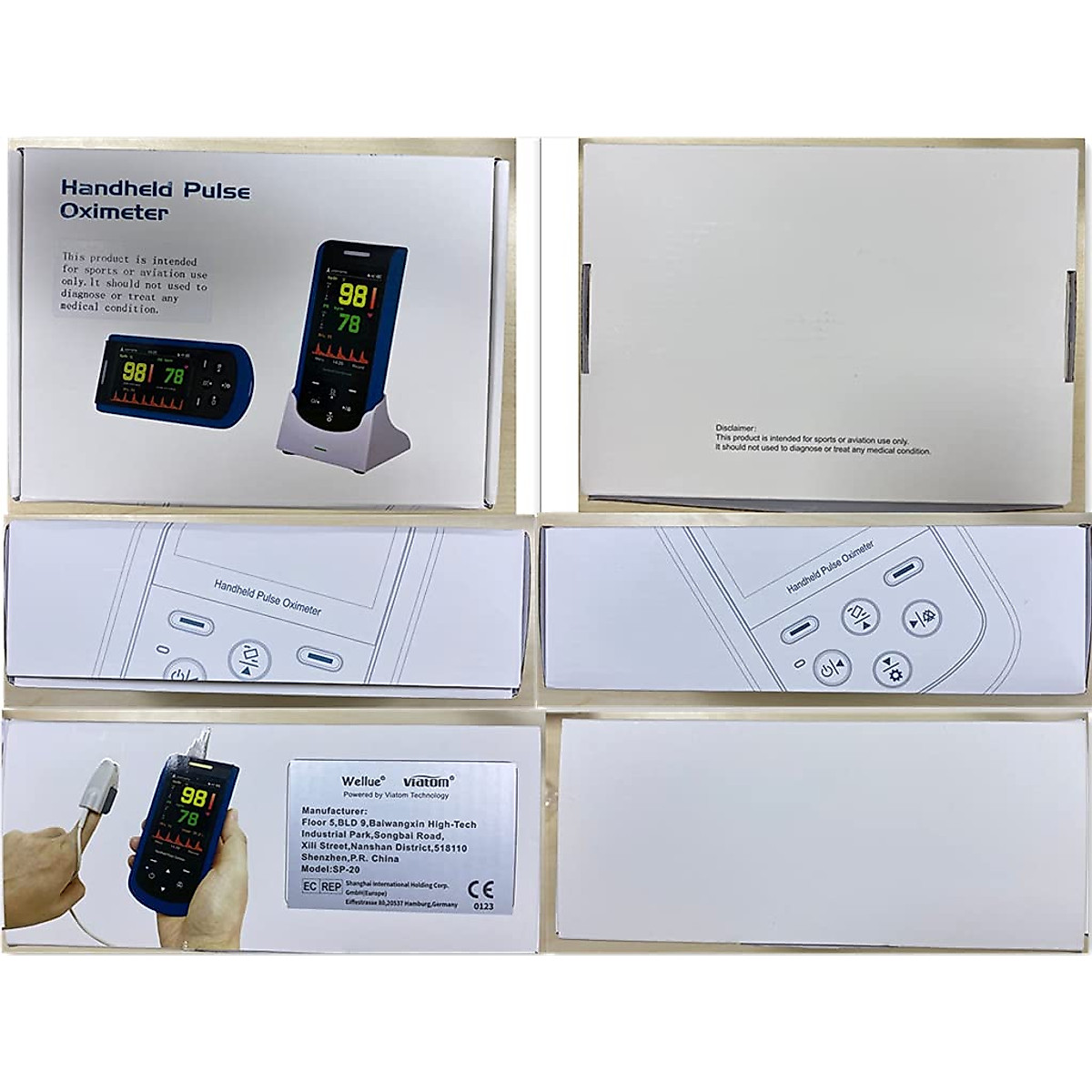 Viatom Handheld Pulse Oximeter for Adults, Up to 580 Hours of Storage Data Accurate SpO2 & Pulse Rate