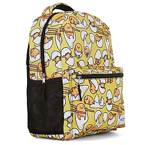 Fast Forward Gudetama Lazy Egg Allover Backpack - Gudetama Lazy Egg Iconic Backpack - Officially Licensed Gudetama School Bookbag (Yellow)