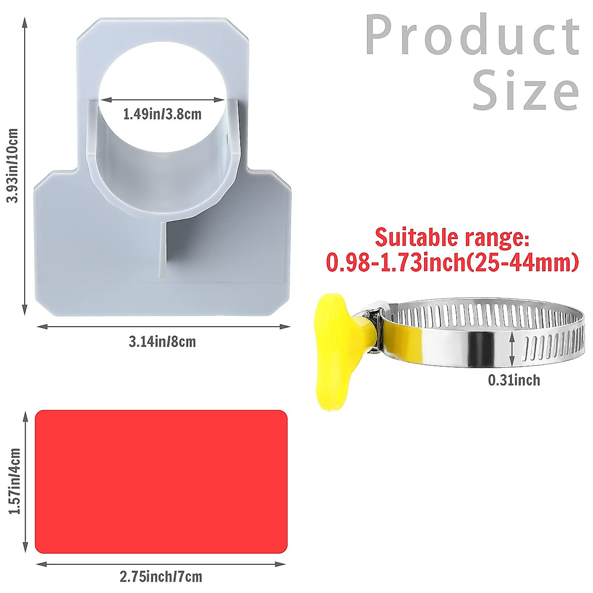 Swimming Pool Pipe Holders Plastic Above Ground Swimming Pool Hose Support Brackets with Tape and Cable Tie Stainless Steel Hose Clamps for Preventing Pipes Sagging Accessory (2, Gray)