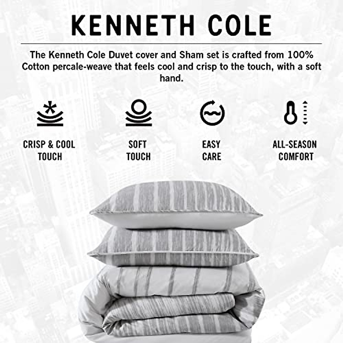 Kenneth Cole New York - Queen Duvet Cover Set, Cotton Reversible Bedding with Matching Shams, Modern Home Décor (Abstract Leopard Brown, Queen)