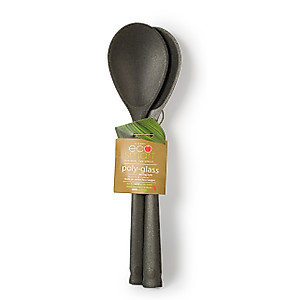 EcoSmart PolyGlass Serving Spoons, Black, Set of 2, Recycled Plastic and Glass, Made in the USA by Architec