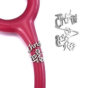 VNOX Stethoscope Name Tag Personalized Sliver Stethoscope ID Charms Accessories Engraved Birthflower Nurses Week Gift for Nurses Doctor Vet Graduation Gifts for Medical Students,May