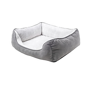 long rich rectangle bolster Pet Bed, Dog bed medium size, Gray With, 25x21x8 Inch (Pack of 1) (HCT-REC-005)
