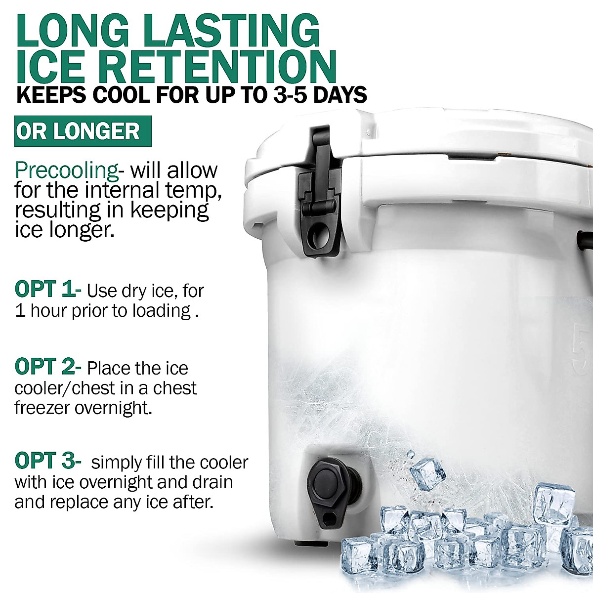 Landworks Beverage Cooler (5 Gallon / 20QT) Rotomolded Ice Water Sport Jug Dispenser, Insulated High Ice Retention, UV Protected Spigot, Stainless Steel Bottle Opener, Latch and Seat Lid