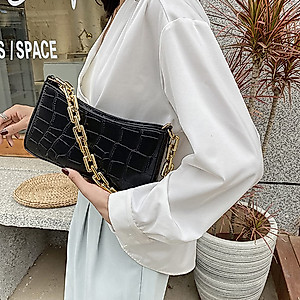 VODIU Classic Clutch Purse Shoulder Handbag Trendy Crocodile Chain Bag Underarm Bags with Zipper for Women