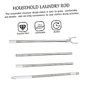Zerodeko 2pcs Stitching Clothes Rail Utility Hooks Sturdy Clothesline Rod Clothes Picking Rod Clothesline Pole Outdoor Hanging Hooks Laundry Clothes Reach Tool Drying Clothes Plastic u-Hook