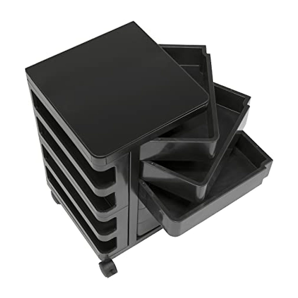 SD STUDIO DESIGNS Kubx Rotating 4-Sided Mobile Storage Organizer with Glass Top Multiple Compartments