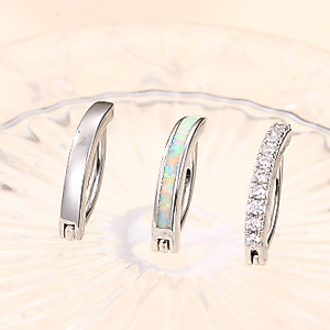 Jstyle 3Pcs 14G Clicker Belly Button Ring for Women Gold 316L Surgical Steel Rings Cute CZ Opal Small Hoop Simple Reverse Navel Body Piercing Jewelry Silver Tone