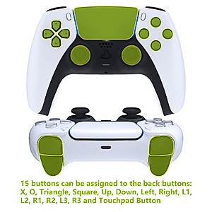 eXtremeRate Silver Real Metal Buttons (RMB) Version Rise 2.0 Remap Kit for PS5 Controller BDM-010 020 Gray Rubberized Grip Back Shell, Upgraded Programable Back Buttons Attachment for PS5 Controller