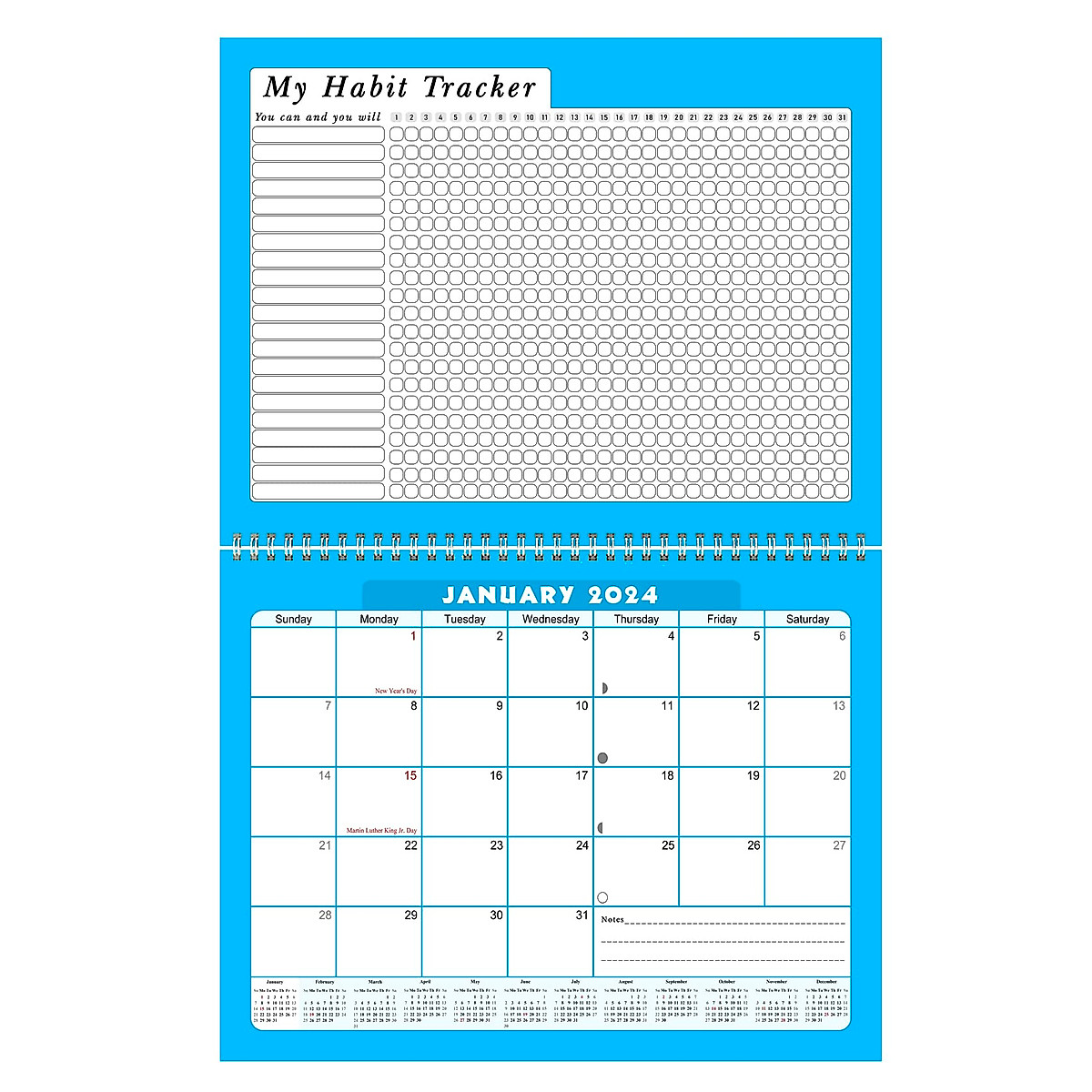 2024 Monthly Desktop/Wall Calendar/Planner - Habit Tracker - Daily, Weekly & Monthly Goal Motivational Habit Tracking Journal Inspirational - (Edition #07)