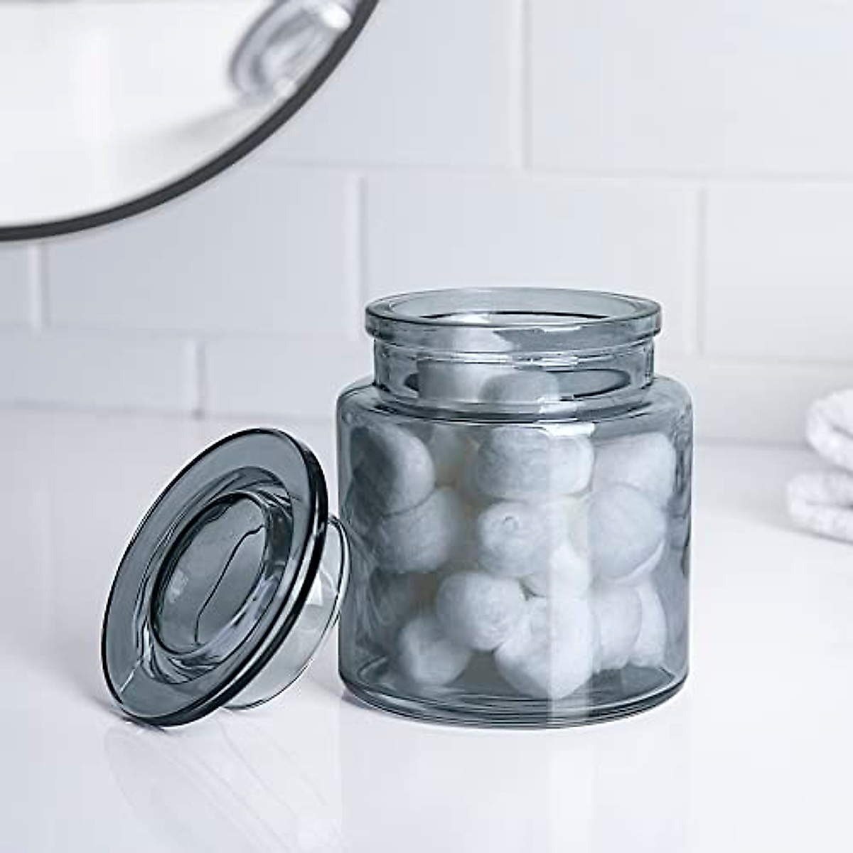 Allure Home Creation Halsey 4-Piece Glass Bath Accessory Set in Smoke Blue Grey Finish