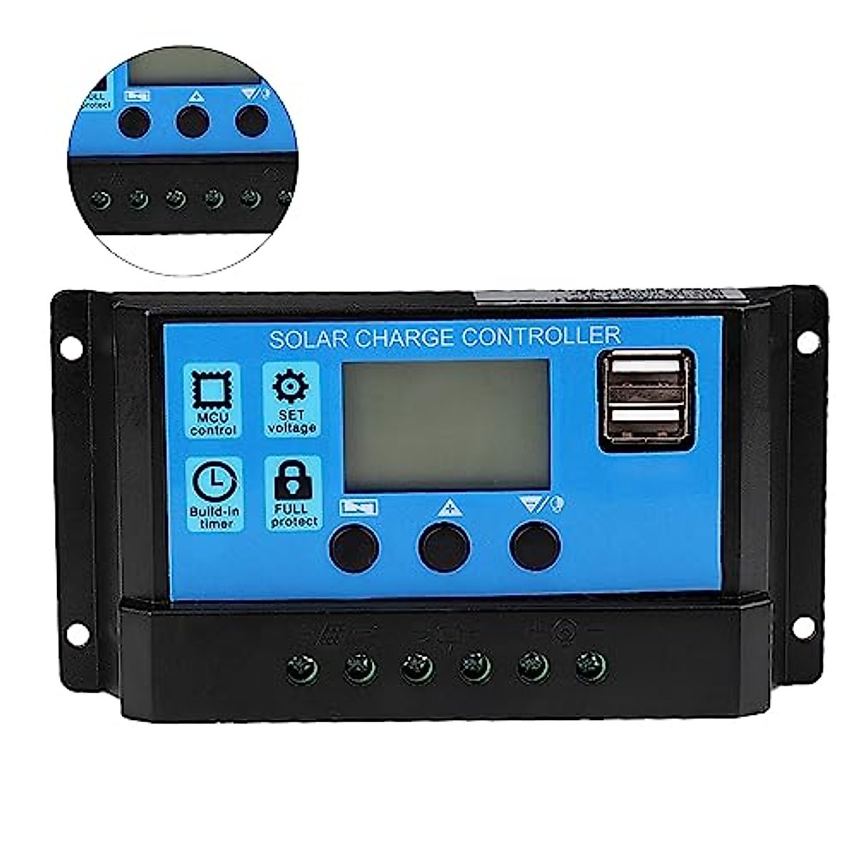 Aramox Solar Charge Controller, 12V-24V MPPT Solar Battery Solar Charge Controller PWM Controller 60A/50A/40A/30A/20A/10A(60A)