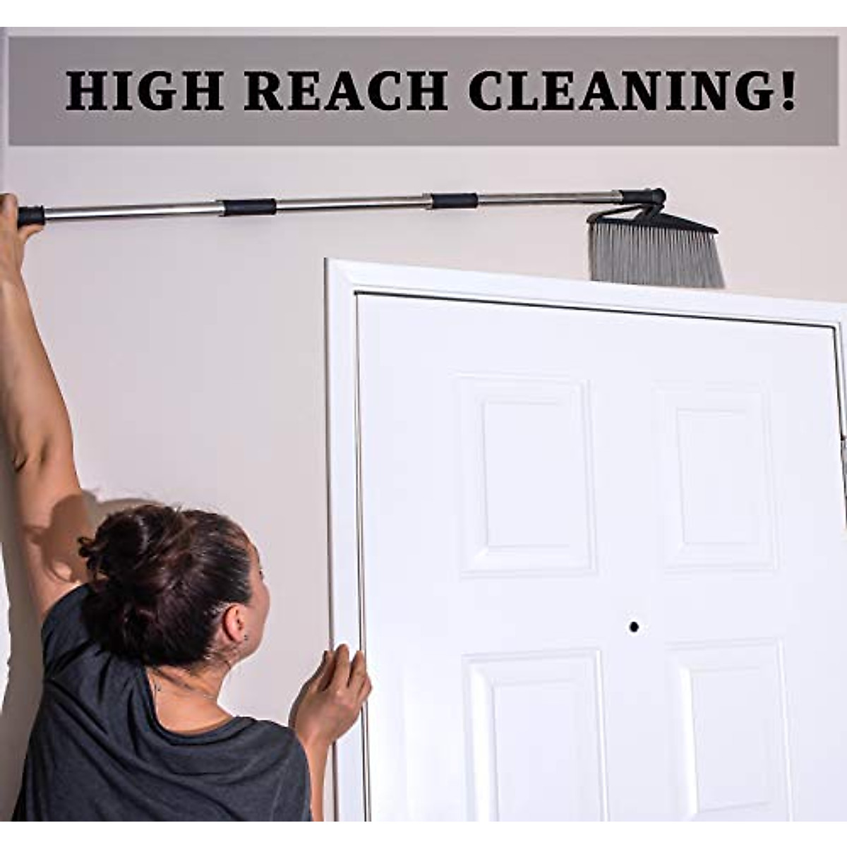 GAMLI Broom and Dustpan Combo Set - Rotatable Wisp Cleaning for Kitchen Floor, Indoor, Hardwood Floors, Industrial, Lobby. Adjustable Broom Pole, Windproof Dustpan - Free Broom Holder