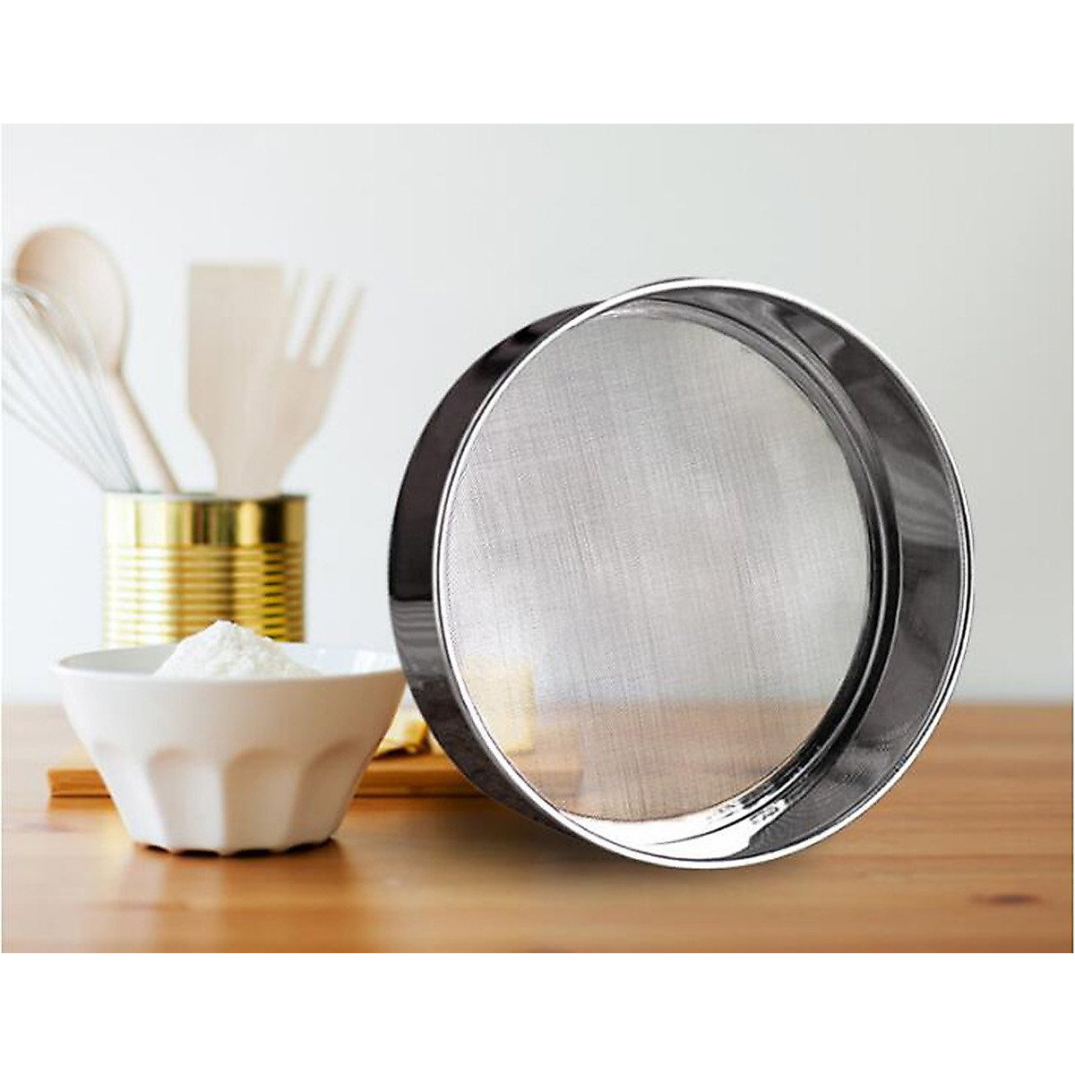 LOVEDAY 6" Flour Sieve Stainless Steel Round Flour Sieve Strainer with 40 Mesh (6 Inch, 18/8 Steel) Flour Sieve