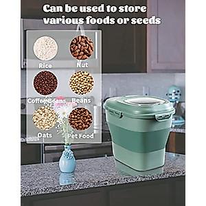 YEAHPY 20-50 LB Collapsible Food Storage Containers, Cereal Rice Seal Food Storage Containers Pet Dog Cat Food Flour Sugar Food Storage Plastic Dry Leakproof with rollers and desiccant card slot