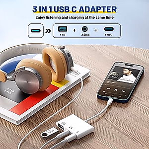 PNBACE USB C to USB Adapter 3 in 1 USB C to 3.5mm Audio Adapter for iPad USB Adapter