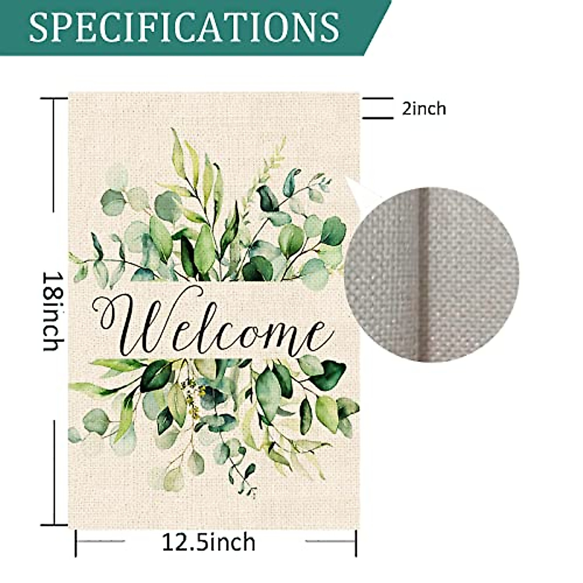 Tosewever Spring Leaves Welcome Garden Flag 12.5x18 Inch Spring Summer Green Floral Vertical Double Sided Burlap Yard Flag for Outside Holiday Outdoor Farmhouse Decor (12.5x18 inch)