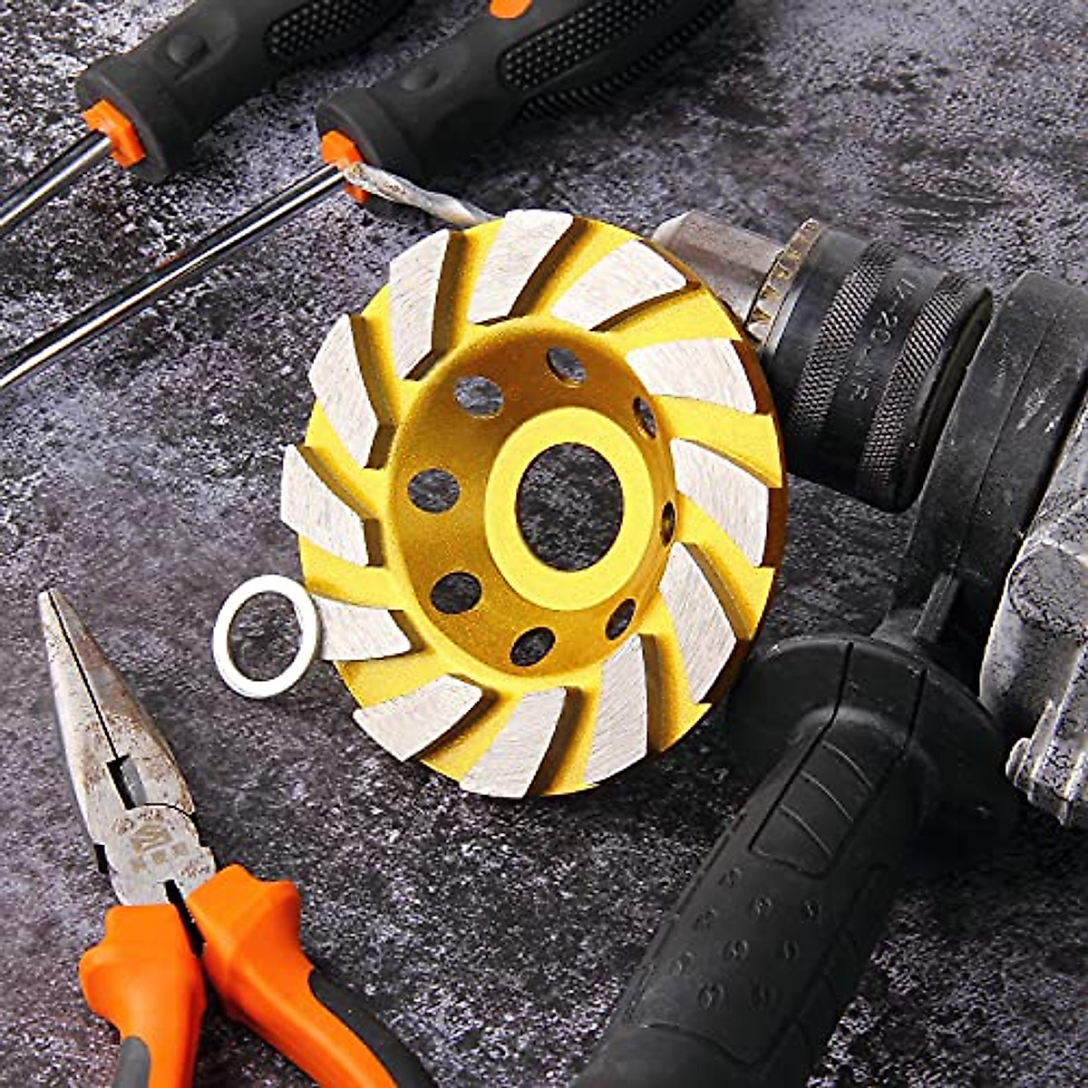2 Pieces Diamond Cup Grinder 4 Inch Concrete Turbo Diamond Grinding Cup Wheel 12 Segs Heavy Duty Angle Grinder Wheels for Angle Grinder