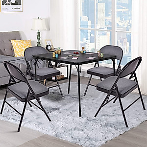 ARLIME 4-Pack Folding Chair, Portable Chairs with Upholstered Padded Seat and Back, Metal Frame Home Office Chairs, Set of 4