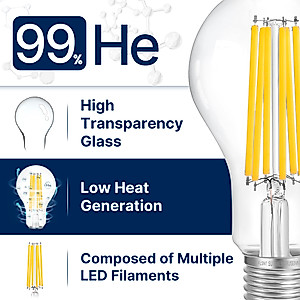 FLSNT 150W Equivalent Dimmable A23 LED Light Bulbs, 2650Lumens, Efficient 18W, 3000K Warm White, E26 Base, 4 Pack