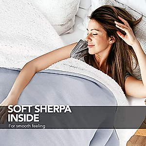 Deconovo Sherpa Throw Blankets for Bed, Sofa, Fall Throw Blanket for Couch - Knitted Throw Blankets for Kids, Adults, Teens, 50x60 Inches, Grey