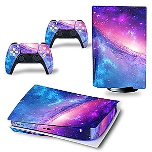 Decal Skin for Ps5 Disk, Whole Body Vinyl Sticker Cover for Playstation 5 Console and Controller(PS5 disc Edition, Pink Sky)