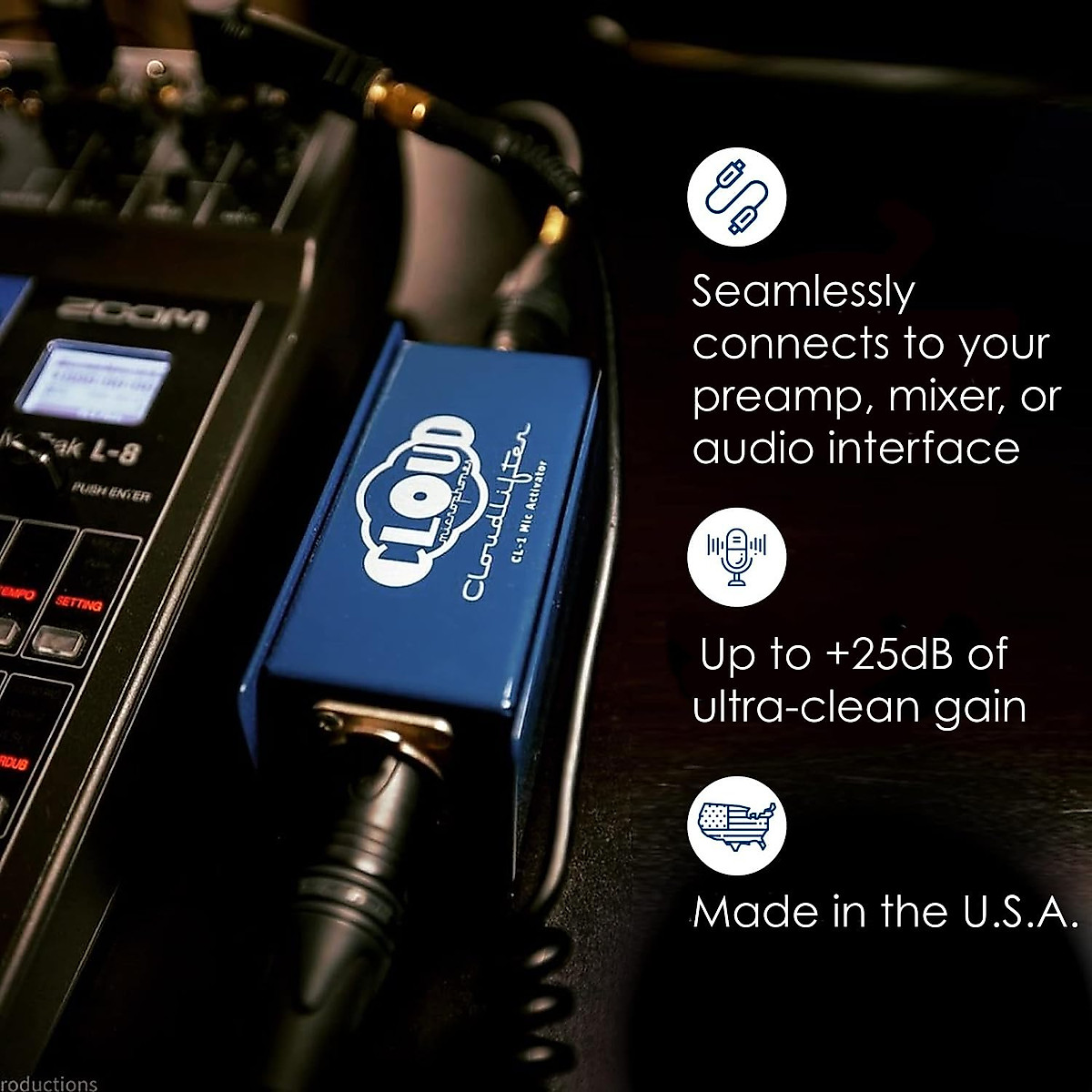 Cloud Microphones - Cloudlifter CL-1 Mic Activator - Ultra-Clean Microphone Preamp Gain - USA Made