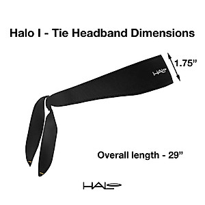 Halo Headband Halo I- Custom Fit- Tie Sweatband for Men and Women, No Slip With Moisture Wicking Dryline Fabric, Black