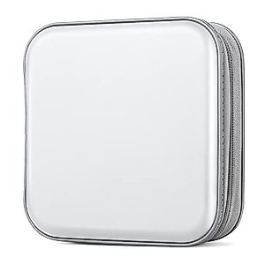 CD Case, Bivisen DVD Case Wallet Holder Binder 48 Capacity CD/DVD Cases Storage Holder Binder Organizer Wallet Book for Car Home Travel (White)