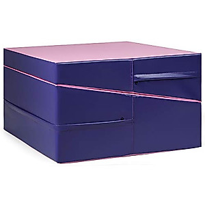 Giantex Incline Gymnastics Mat Wedge Folding and Non-Folding Gymnastics Gym Fitness Skill Shape Tumbling Mat for Kids Play Home Exercise Aerobics (Light Pink/Purple 60"X30"X14")