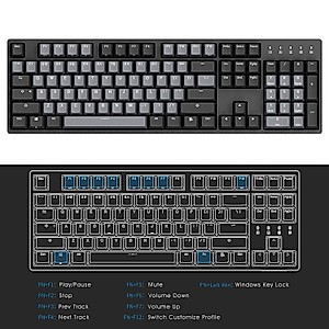DURGOD Gaming Mechanical Keyboard with Cherry MX Silent Red Switches - 104 Key - Double Shot PBT - NKRO - USB Type C - for Gamer/Typist(Space Gray,ANSI/US)