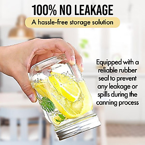 200 pcs (100 pcs Canning Lids + 100 pcs Rings) Regular Mouth Canning Lids and Rings | Bulk Canning Lids Regular Mouth Mason Jar Lids, Split-Type Lids Leak Proof Secure (100 pc - Regular 70mm, Silver)
