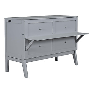 BEDGJH Murphy Bed, Queen Size Murphy Bed with USB Port and Removable Shelves on Each Side for Kids Teens, Space Saving Design & Easy Assembly (Gray, Queen)