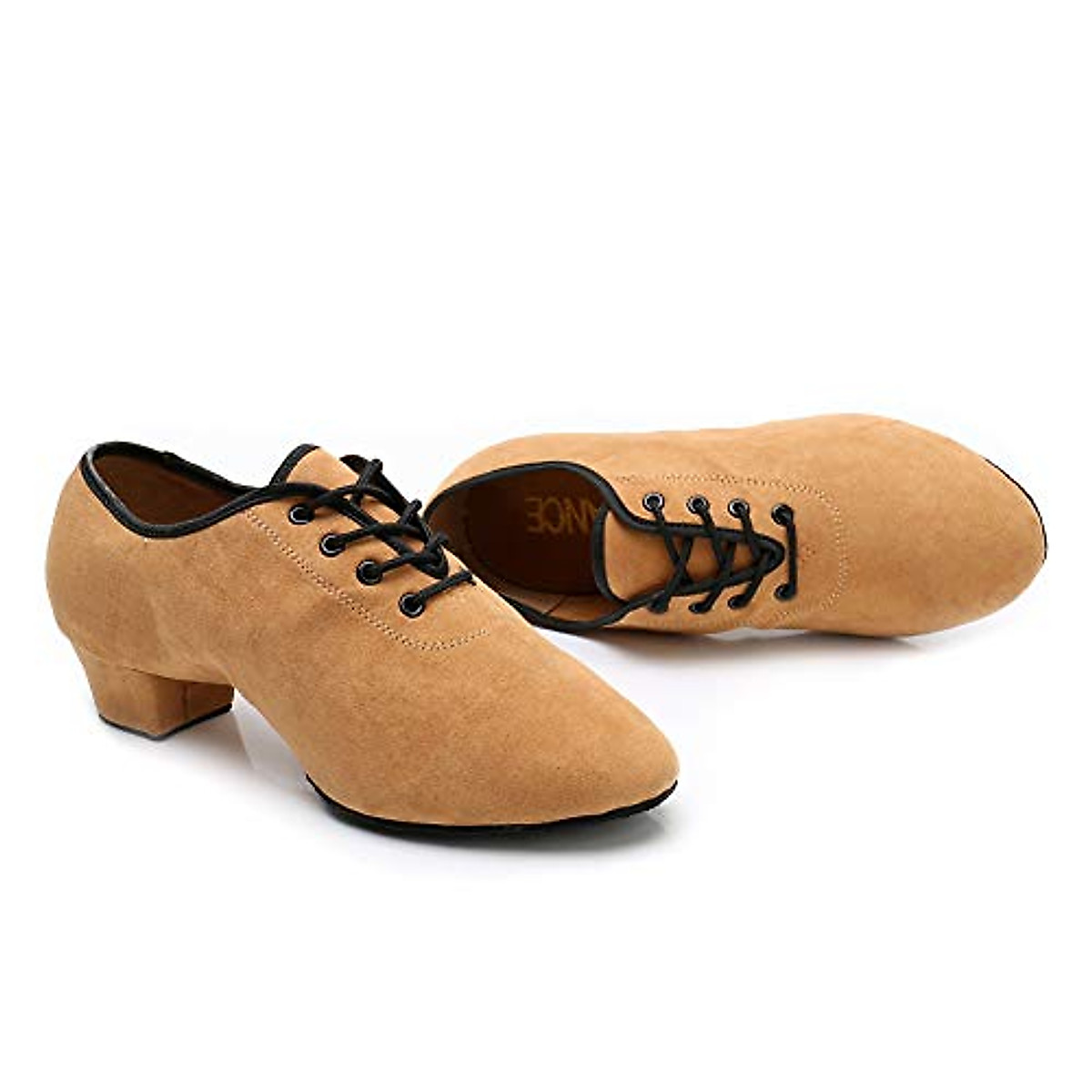 RUYBOZRY Women&Men's Latin Dance Shoes Ballroom Oxford Dance Practice Teaching Shoes Modern Dance Sneakers,NJB3210-Suede-3-Beige,US8