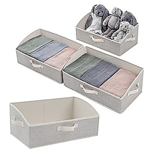 Sweejar 4-Pack Closet Storage Bins，Storage Baskets for Shelves，Clothes Storage Boxes，Collapsible Trapezoid Storage Bins，Fabric Bins and Baskets，Beige