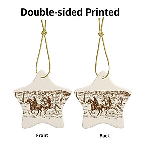 Deserto selvaggio west con Cowboy Christmas Ornaments 2024 Christmas Tree Ornaments Ceramics Christmas Door Decorations Christmas Decoration Star Shape Xmas Personalized Gifts Navidad Decoracion