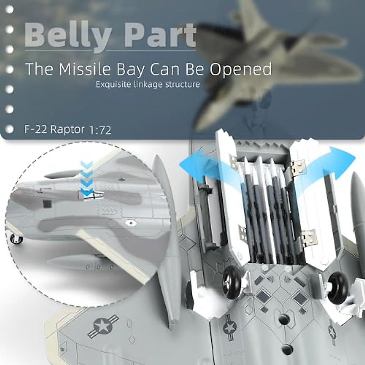 NUOTIE Classic USA F22 Raptor Fighter Attack Pre-Build Model 1:72 Aircraft Alloy Diecast Airplane Military Display Model Aircraft for Collection or Gift (FF 27th FS)