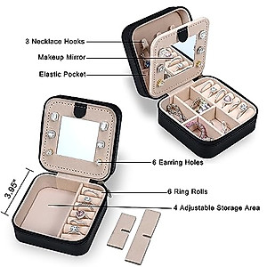 Parima Travel Jewelry Case for Women Girls, M Initial Travel Jewelry Case | Small Jewelry Travel Case | Personalized Travel Mini Jewelry Case | Gifts for Women Friends Mom Grandma - Letter M, Black