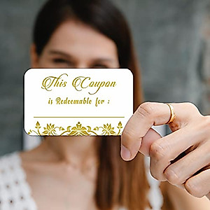PARTH iMPEX 50 Coupon Cards - Gold Foil Stamping 3.5"x2" Blank Gift Certificates Redeem Vouchers