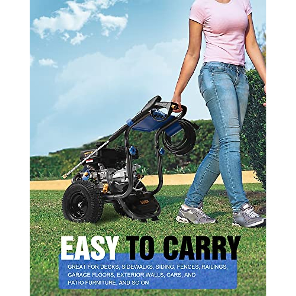 Gas Pressure Washer, ENGiNDOT 3400 PSI 2.6 GPM Gas Powered High Pressure Clean Machine with 212CC 7.0 OHV Engine, Soap Tank, 5 QC Nozzles, CARB Compliant - GPW3400