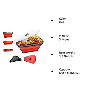 Extendable Pizza Slice Container Reusable Storage with 5 Microwavable Serving Trays BPA Free, Microwave & Dishwasher Safe Leftover to Organize Save Space, Red, Medium