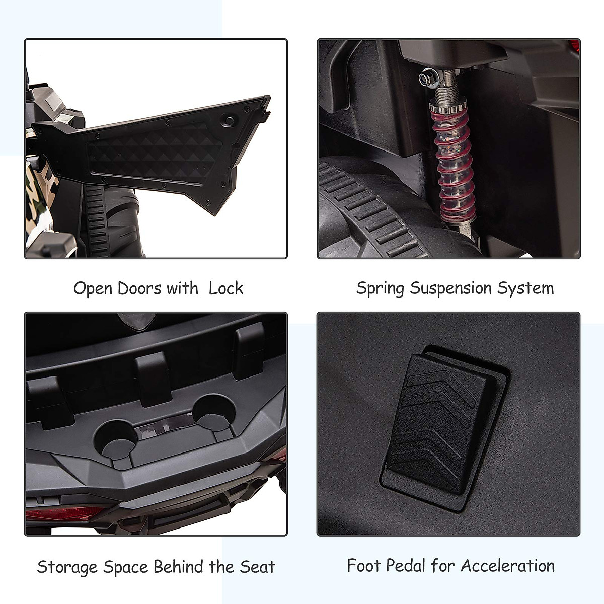 Aosom 12V Kids Ride On Car Electric Off-Road UTV Truck Toy with Parental Remote Control, Suspensions, USB, Bluetooth, 3 Speeds & 4 Motors, Camo Green