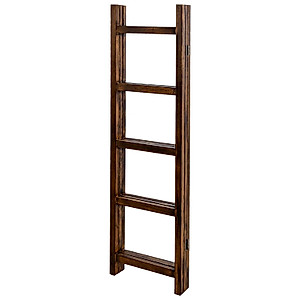 MyGift 3 Panel Solid Burnt Wood Blanket Ladder and Towel Rack, Decorative Free Standing Folding Room Divider for Blankets, Quilts, Throws, Towels, Clothing
