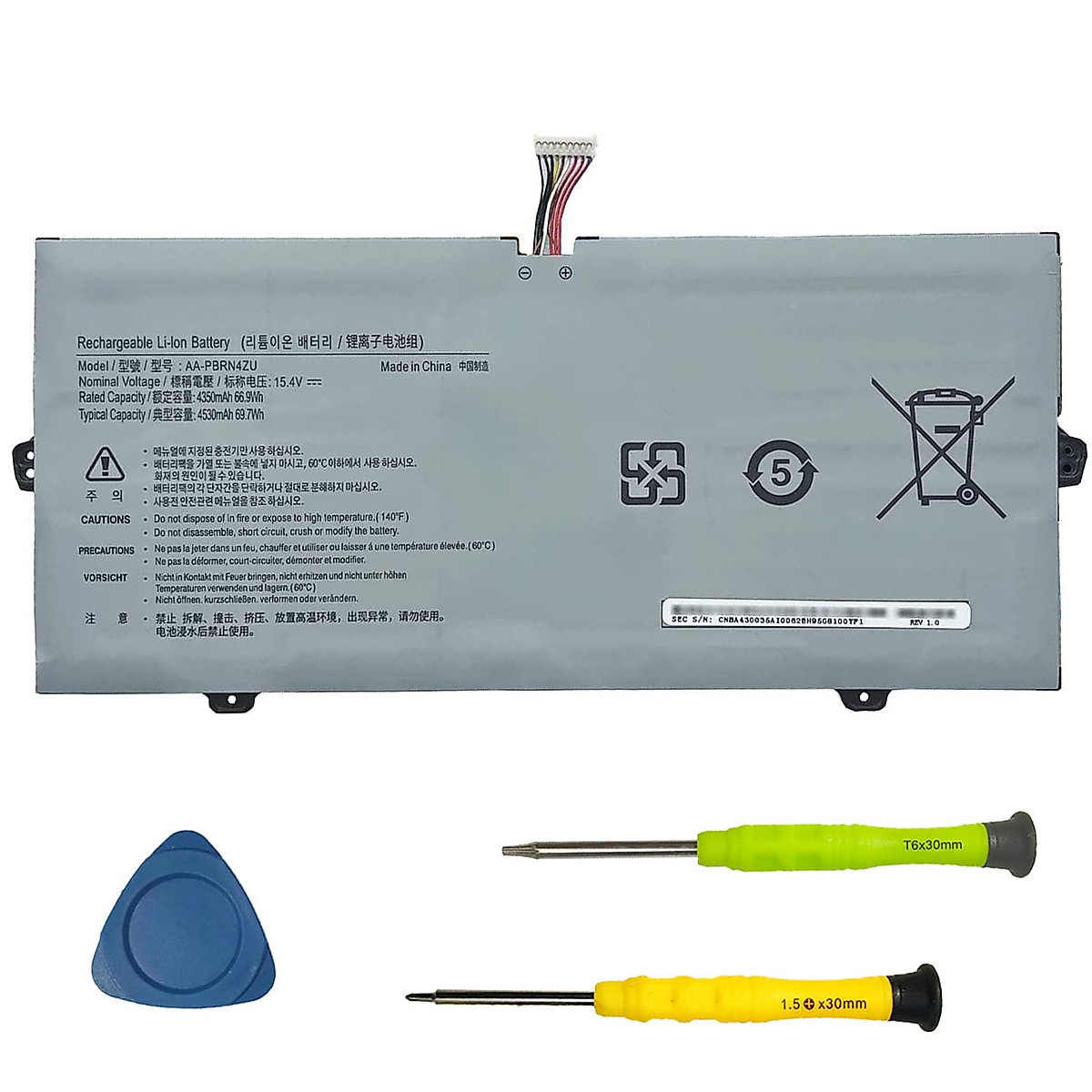 SUNNEAR AA-PBRN4ZU Battery Compatible with Samsung Galaxy Book Flex 930QCG 930QCJ 930XCJ NP930QCG-K01 950QCG-X01 950QCJ 950XCJ NP950QCG NP950QCG-K01US 15.4V 4350mAh 66.9Wh 4-Cell