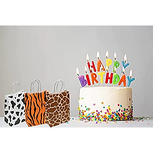 YYaaloa 30PCS Small Gift Bags with Handle Bulk 6 styles Animal Print Party Favor Paper Shopping Bags for Kids Birthday Xmas Party Supplies Retail Bags (animal Print 02, Small 30pcs)