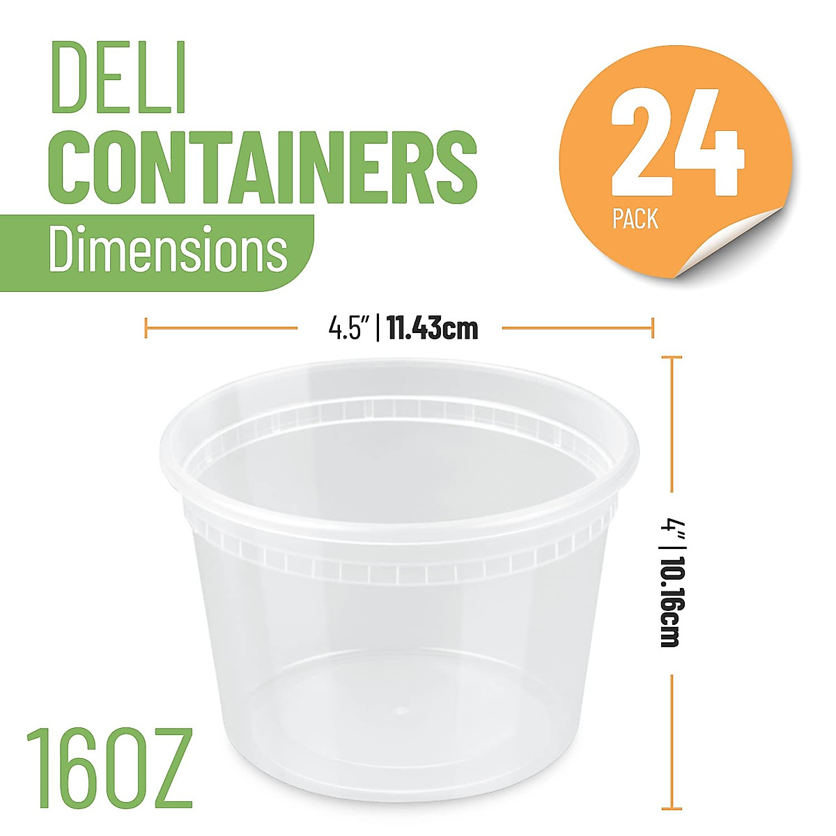 BESTYTY Deli Containers With Lids (24 Pack, 16 oz) Soup Containers Microwavable, Non Spill, Reusable BPA-Free Plastic Storage Containers For Soups, Snacks, Salads