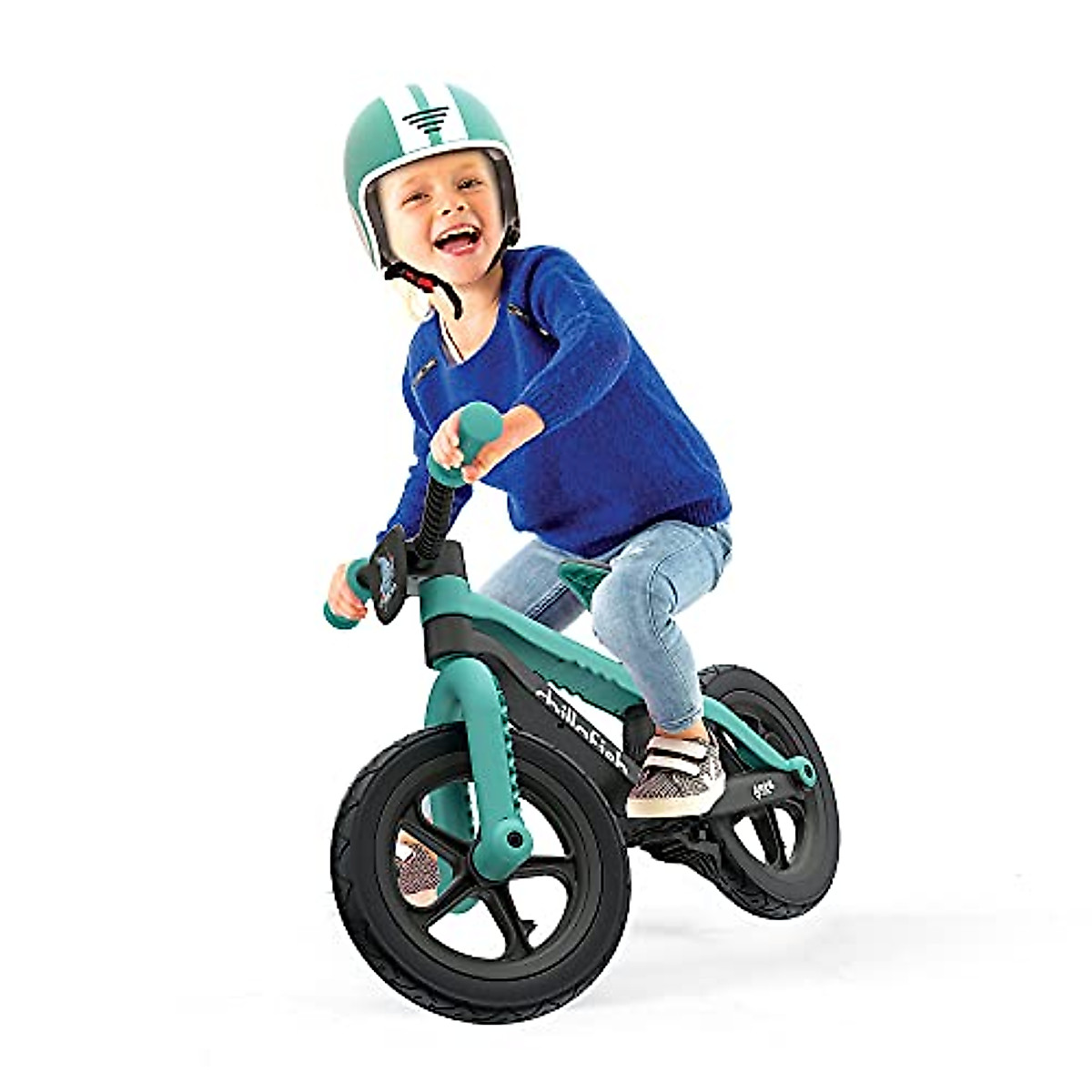 Chillafish Bmxie² Lightweight Balance Bike with Integrated Footrest and Footbrake for Kids Ages 2 to 5 Years, 12-inch Airless Rubberskin Tires, Adjustable Seat Without Tools, Minth