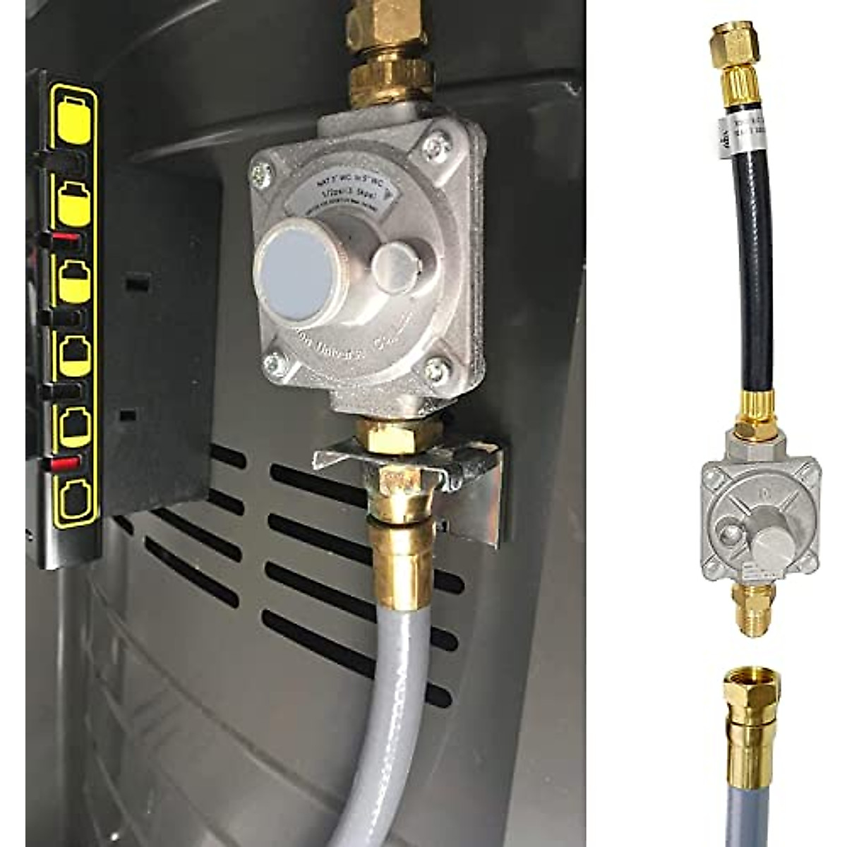 MENSI Replacement of 3030 CNG 4.0" & LP 10" for Kitchen-Aid 710-0003 Gas Grill Natural Gas Conversion Kit Regulator with Hose 1/2" Male Flare Fitting