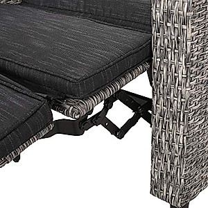 Christopher Knight Home Outdoor Recliner, Black + Multi Gray + Gun Gray